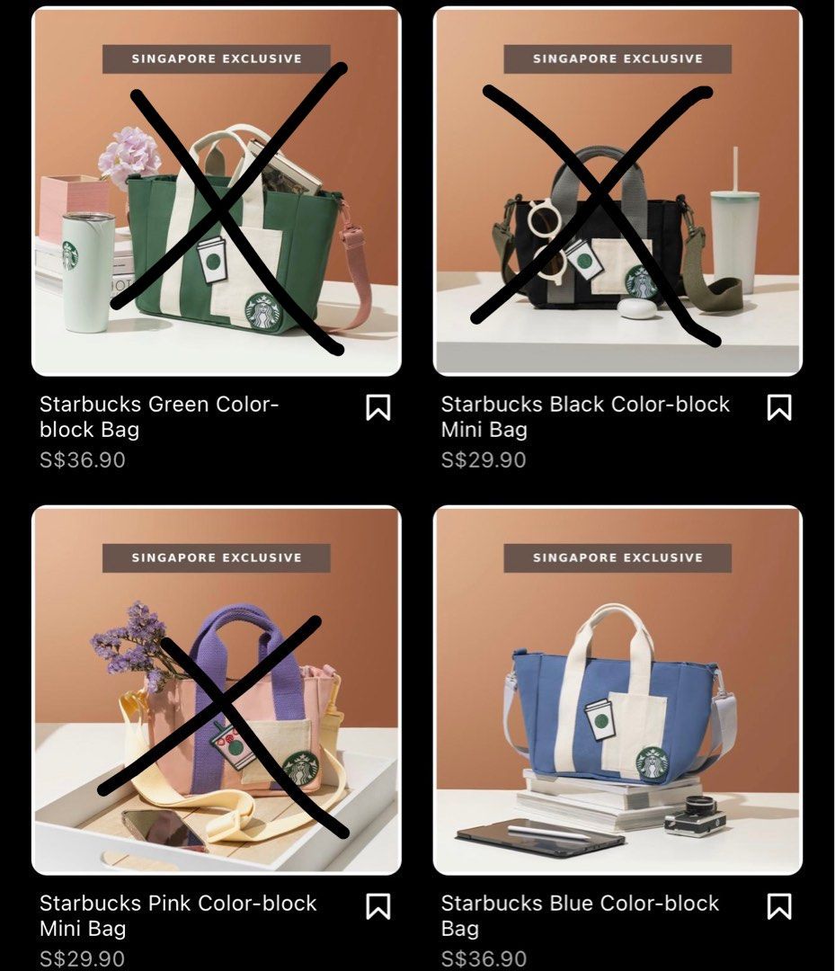 Starbucks Colour blue Block Bag - Singapore Exclusive , Women's Fashion ...