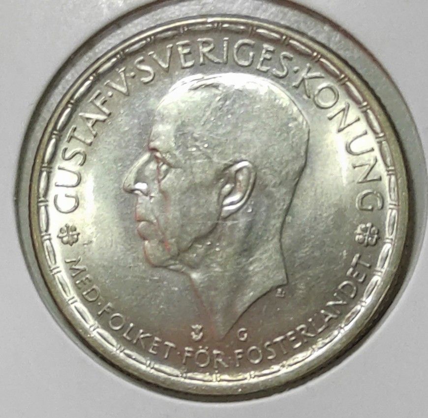 Sweden silver wwii 1945 2 kronor old coin 40s swedish money krona ...