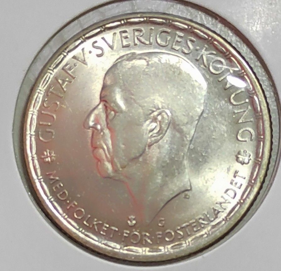 Sweden silver wwii 1945 2 kronor old coin 40s swedish money krona ...