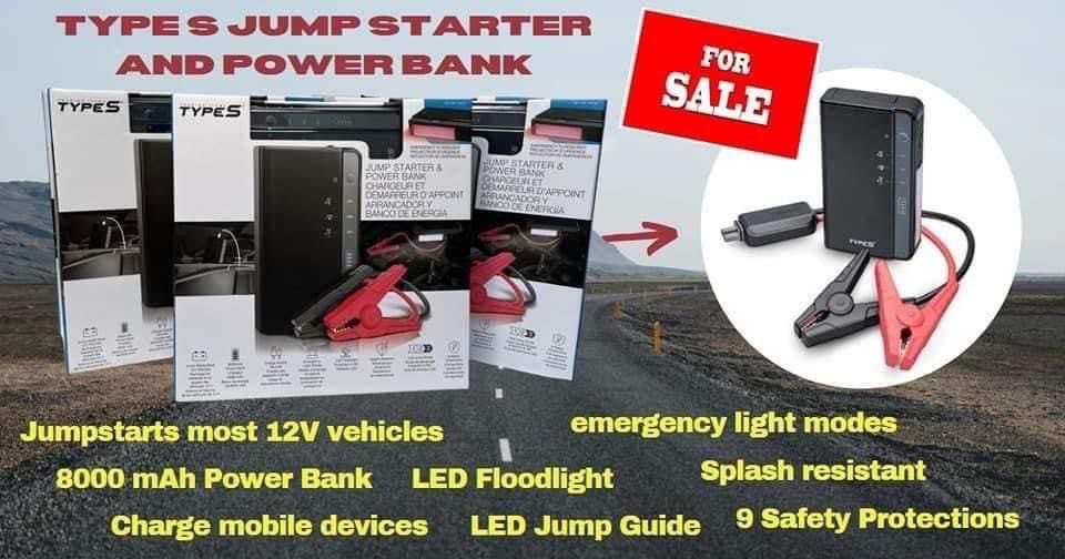TYPE S 12V Jump Starter with Qi Wireless Power Bank, Mobile Phones ...
