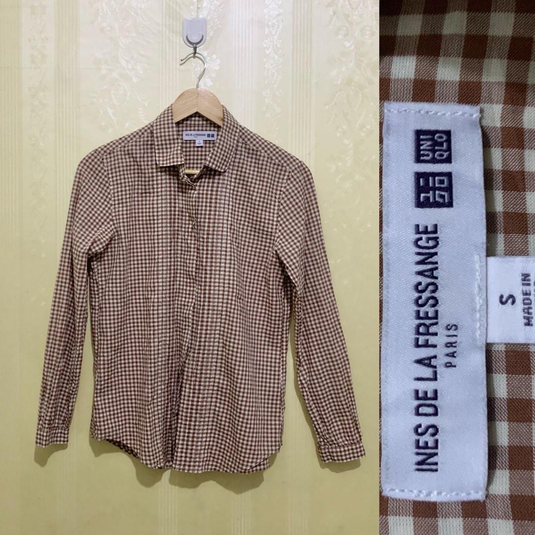 Uniqlo gingham top, Women's Fashion, Tops, Blouses on Carousell