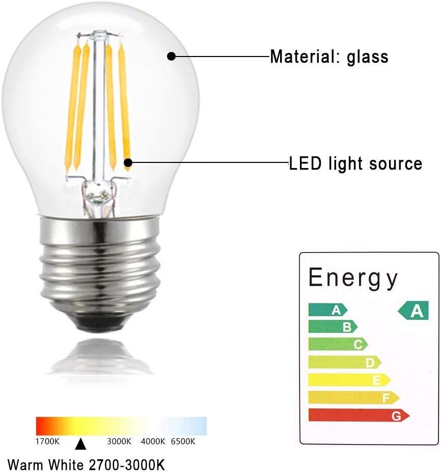 Vintage LED Filament Bulb G45 - 4W LED Light Bulb, E27 Base, Clear Warm ...