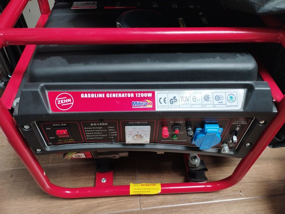 ZEHN Gasoline Generator 1200W ZG1500 | Mesin Genset Portable, Elektronik, Lainnya di Carousell