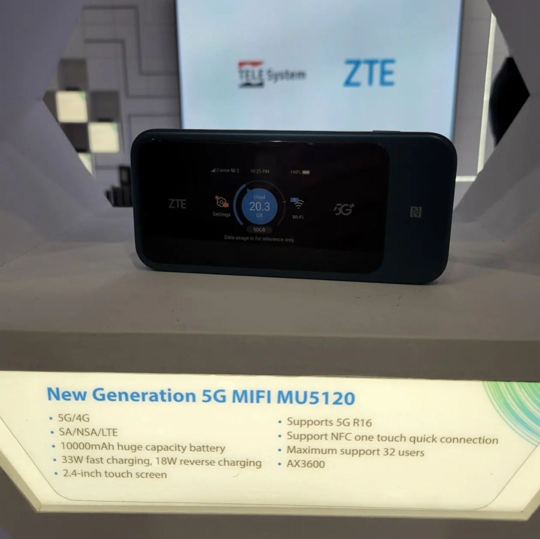 ZTE MU5120 5G MIFI Portable Hotspot (5G 2.7Gbps 64WIFI Share 10000mAH ...