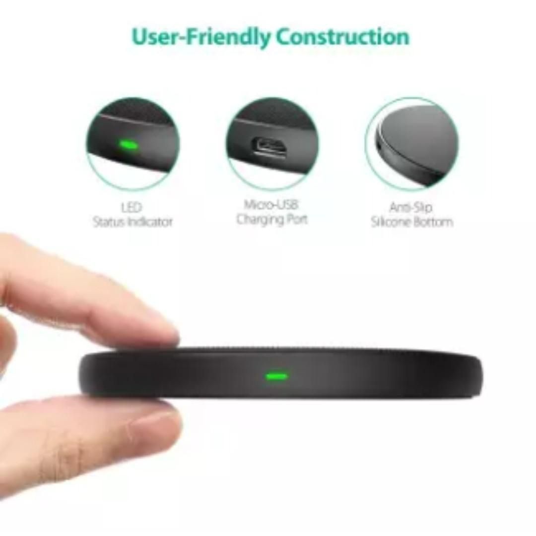 010) RAVPOWER 5W QI-CERTIFIED WIRELESS CHARGER, ROUND DESIGN [RP-PC083 ...