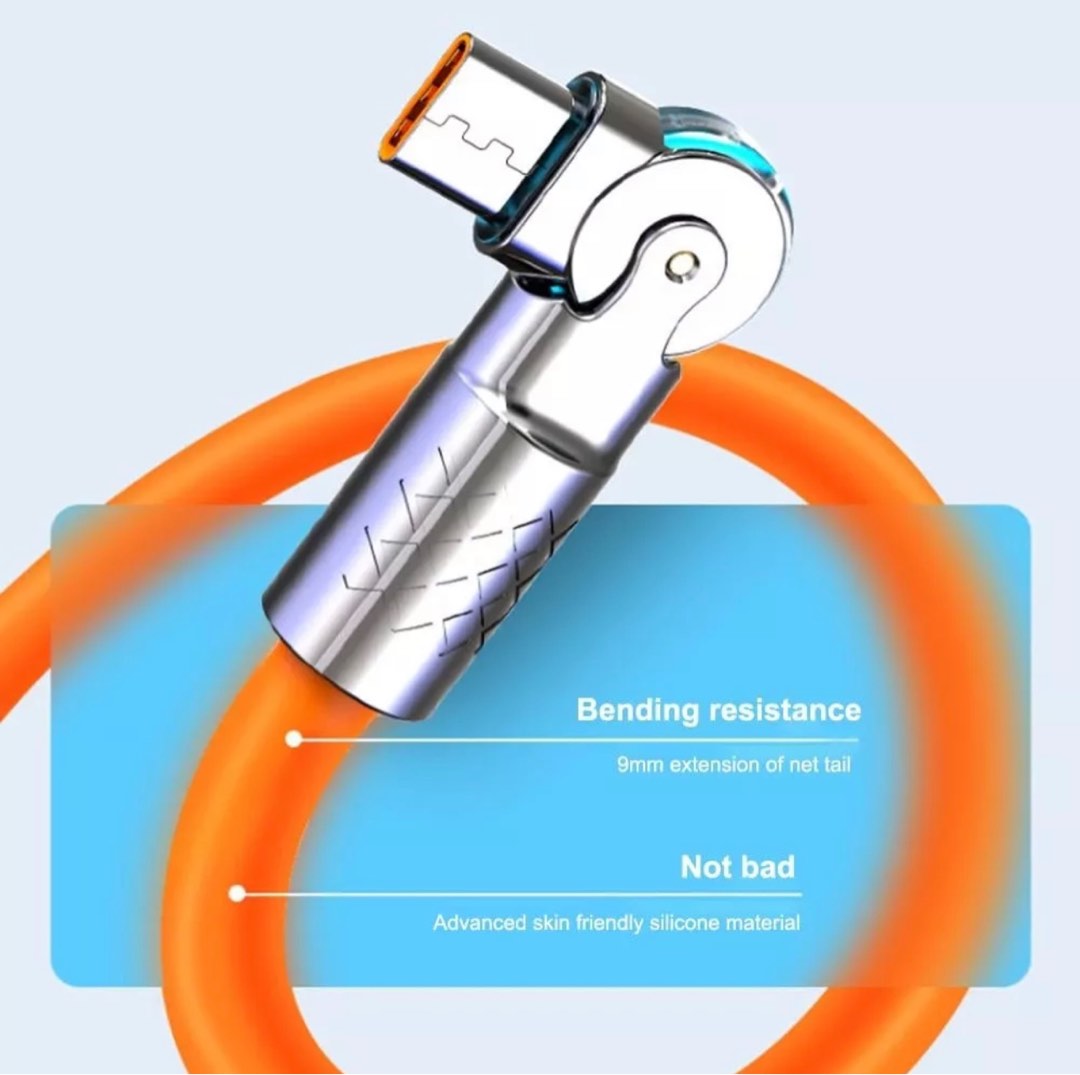 120W FAST CHARGING ROTATING CABLE 180 DEGREE USB TO TYPE C & LIGHTING ...