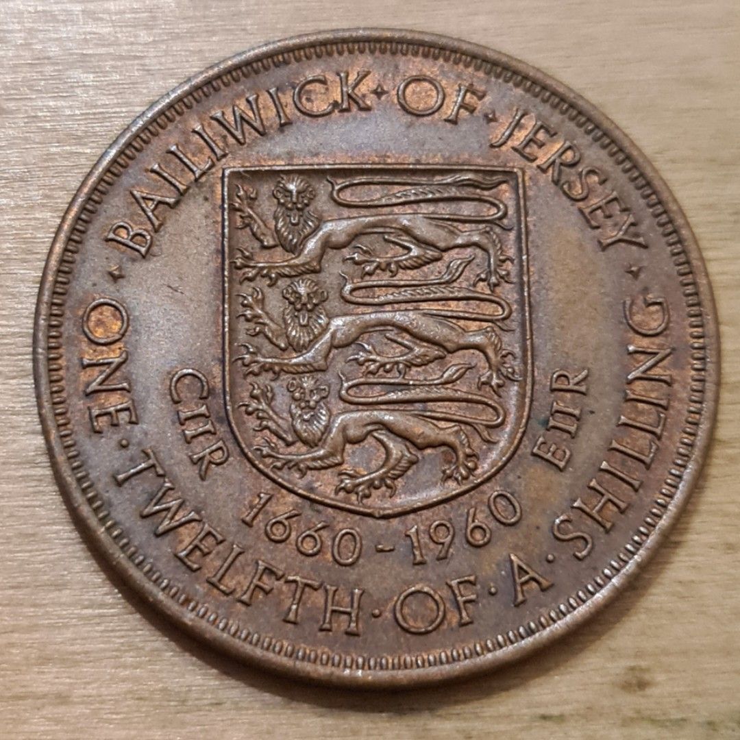 1960 Bailiwick of Jersey Great Britain Queen Elizabeth II 1/12 Shilling ...