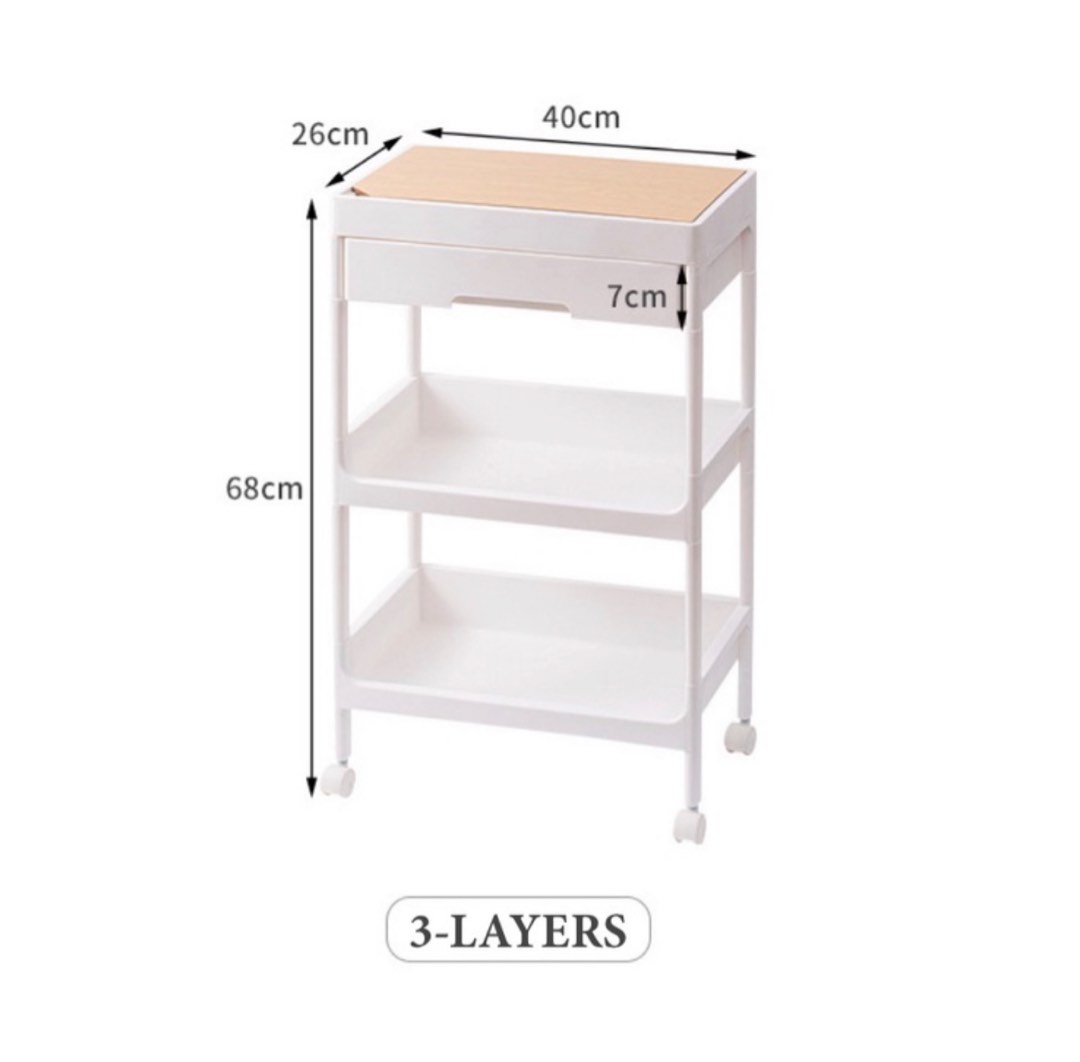 3-tier Kitchen Movable Moving Shelf Drawer Trolley Cart with wheels ...
