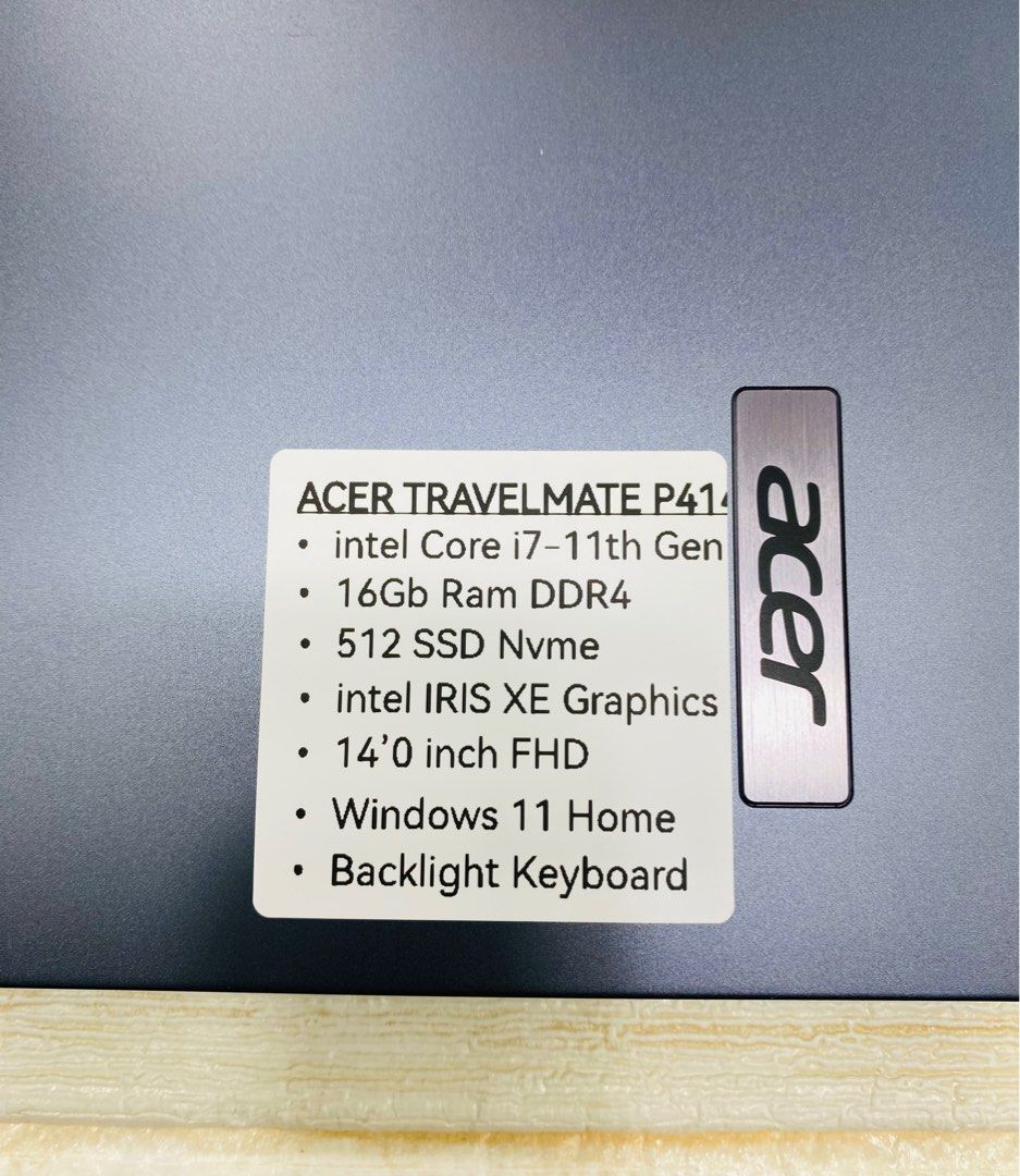 ACER TRAVELMATE P414 2022 Model Core i7-11th Gen 16Gb Ram 512 SSD Intel ...