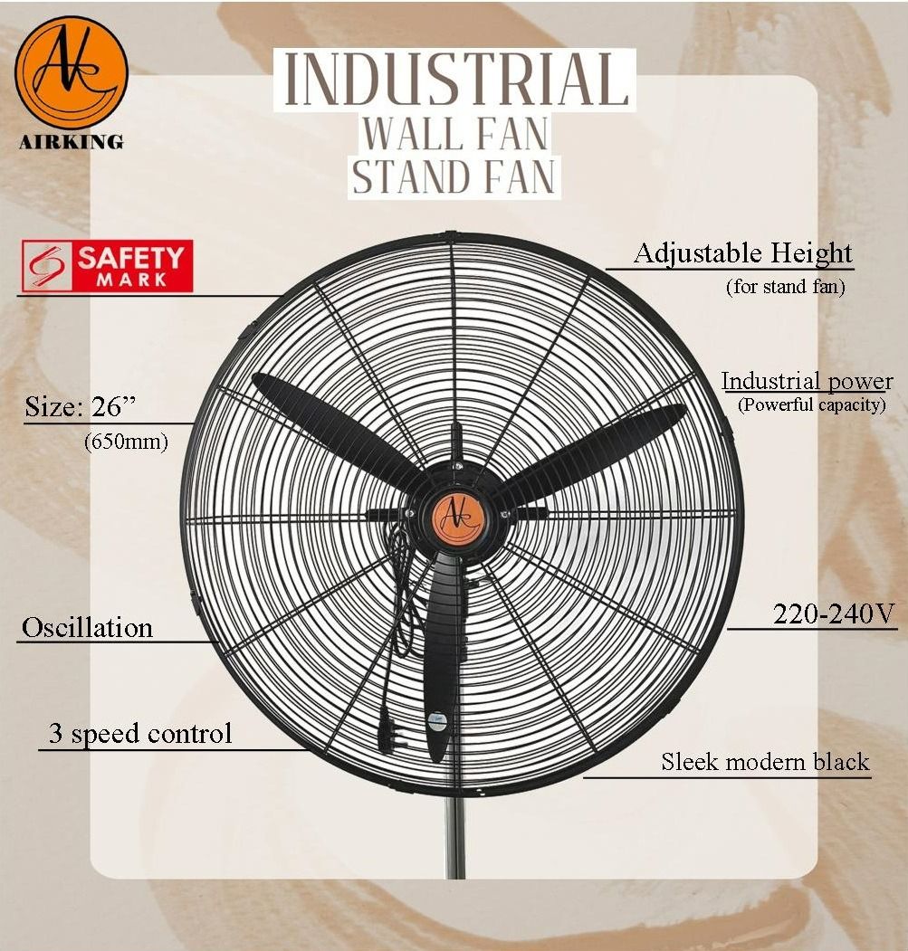 AIRKING Industrial Stand Fan 26". 3 blade fan with cross base. strong ...
