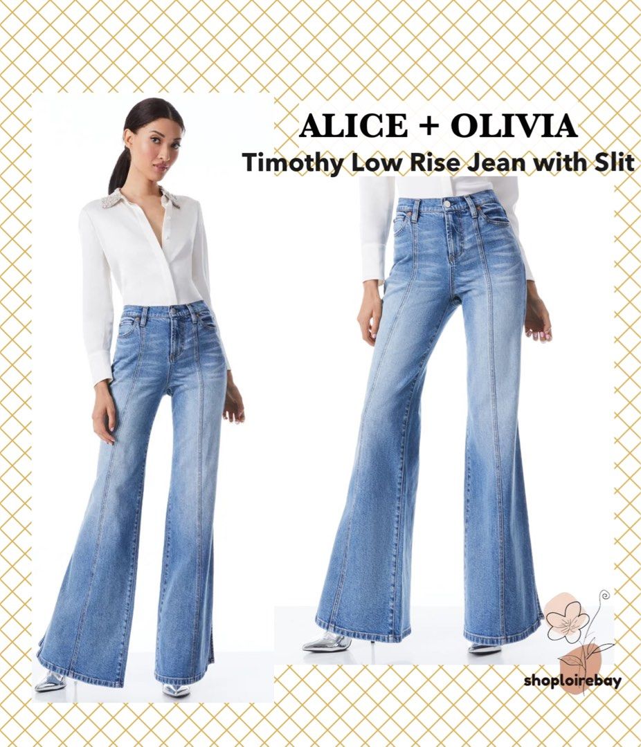 ALICE + OLIVIA blue Timothy Low Rise Jeans with Slit, Women's Fashion ...