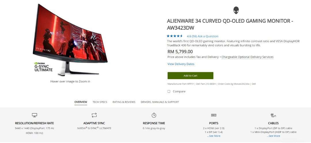 Alienware / Dell Ultrawide Monitor AW3423DW OLED - SAVE 1K+, Computers ...