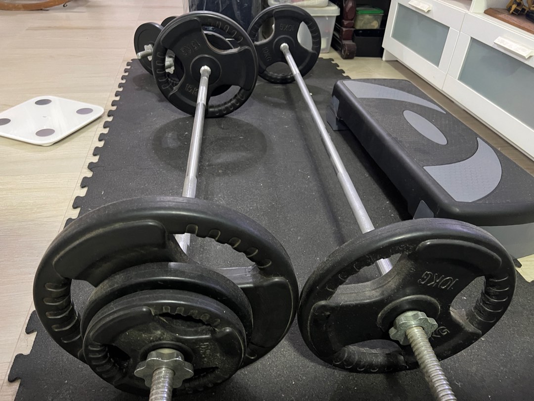 Barbell with Weights, Sports Equipment, Exercise & Fitness, Weights ...