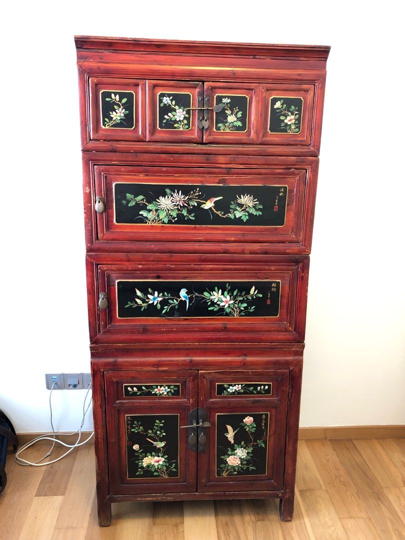 Beautiful unique Chinese cabinet which can be separated into its 4 ...
