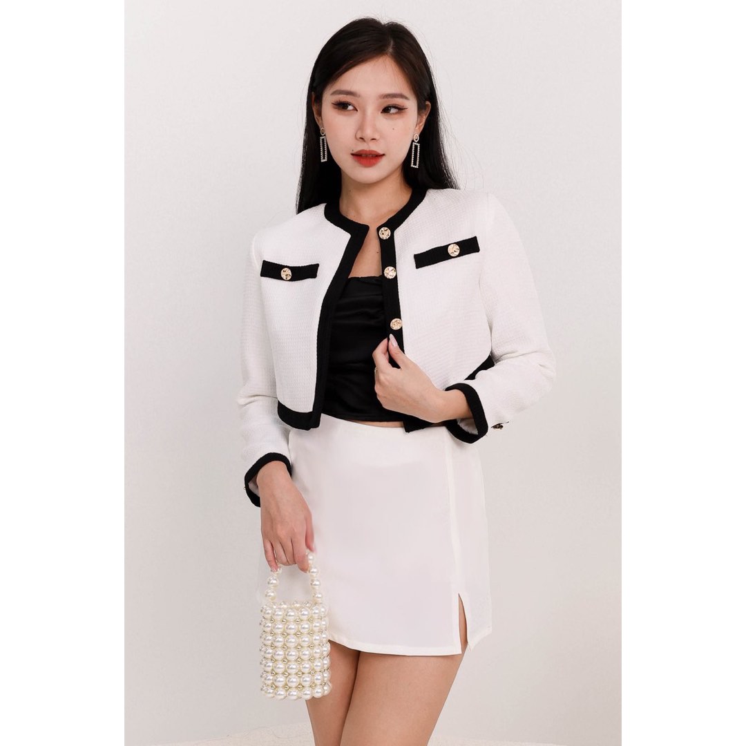 BNWT The Style Soiree Tessa Tweed Jacket In White, Women's Fashion ...