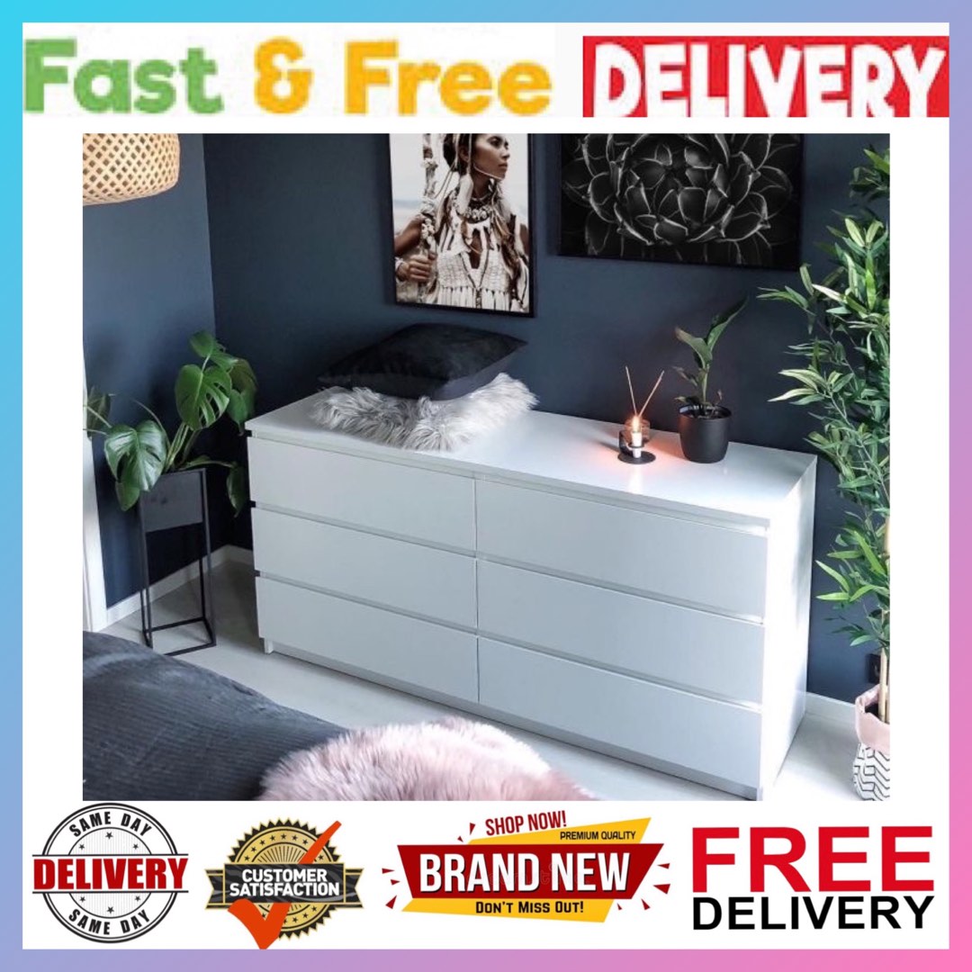 Brand new free delivery MALM Chest of 6 drawer Malm Brimnes Hemnes ...