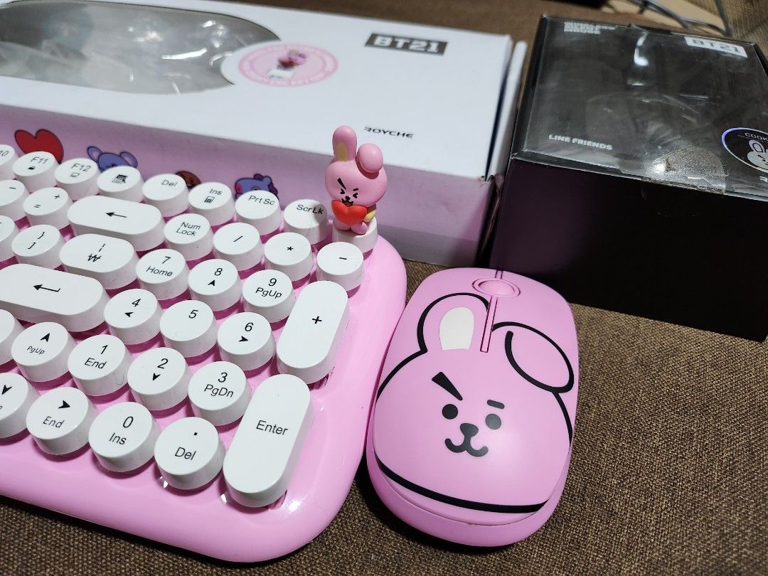 BT21 Cooky Wireless Retro Mouse and Keyboard, Computers & Tech, Parts ...