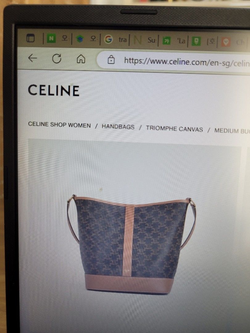 Celine Medium Bucket Triomphe Canvas Tan bag, Luxury, Bags & Wallets on ...