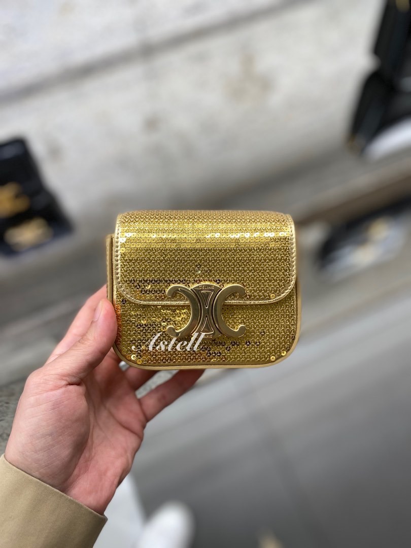 CELINE MINI TRIOMPHE IN SEQUINS, Luxury, Bags & Wallets on Carousell