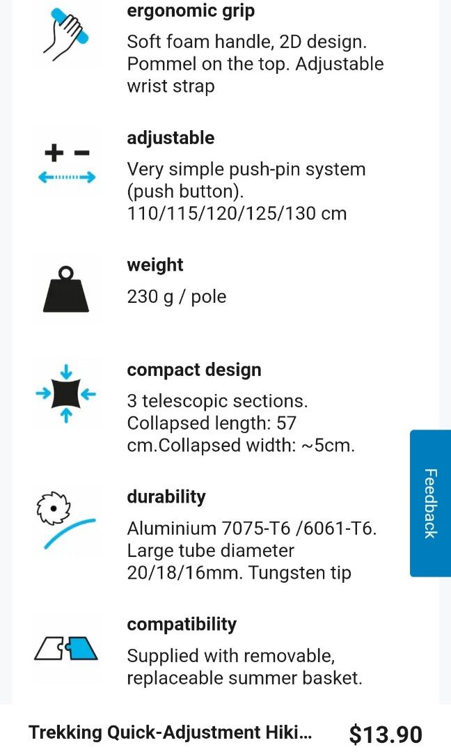 Decathlon Arpenaz 200 Hiking Pole, Sports Equipment, Hiking & Camping ...