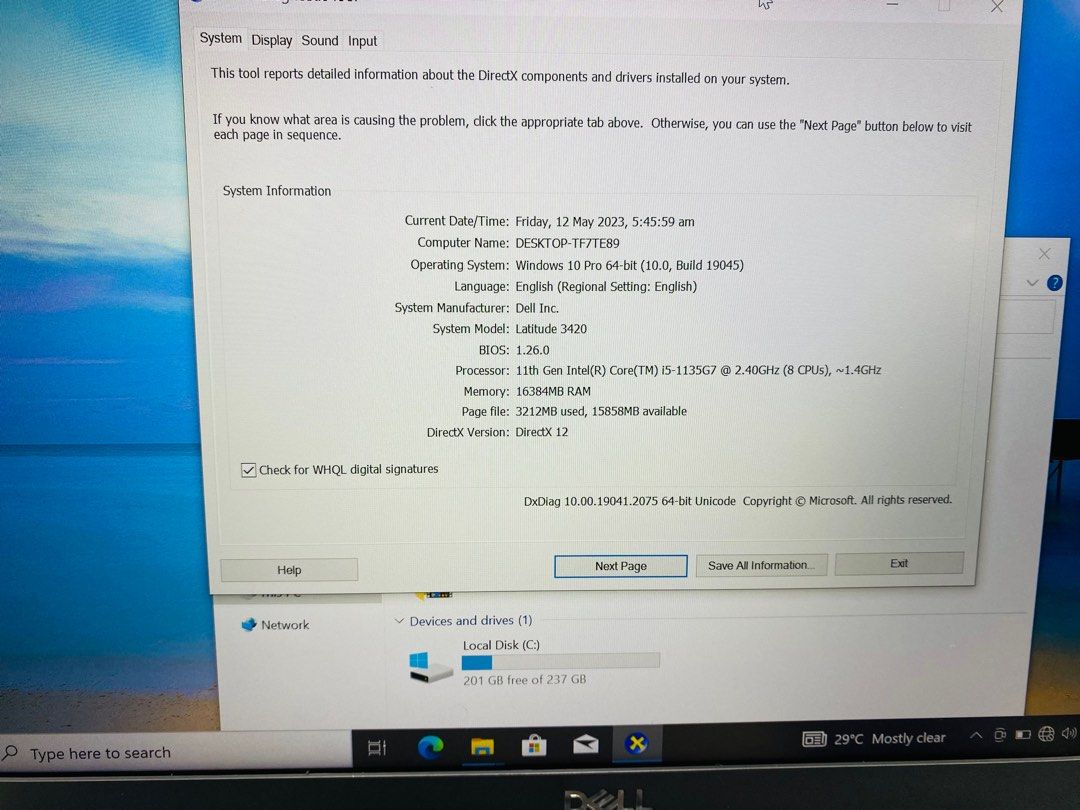 DELL LATITUDE 3420 2022 Model Core i5-11th Gen 16gb Ram 256 SSD intel ...