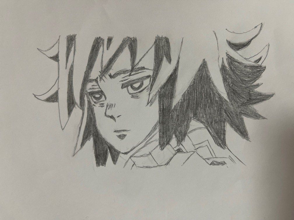 Demon slayer giyu drawing, Hobbies & Toys, Stationery & Craft, Handmade ...