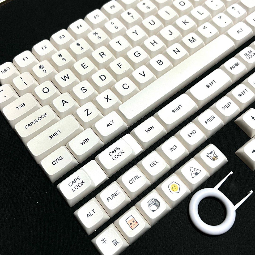 Full black on white BOW keycaps set for mechanical keyboard - 60%|65% ...