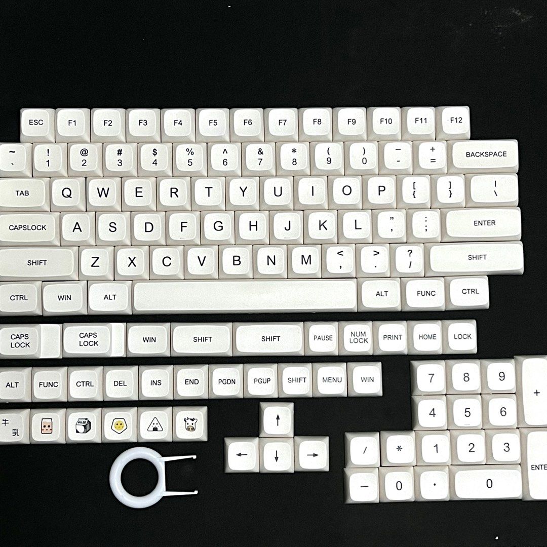 Full black on white BOW keycaps set for mechanical keyboard - 60%|65% ...