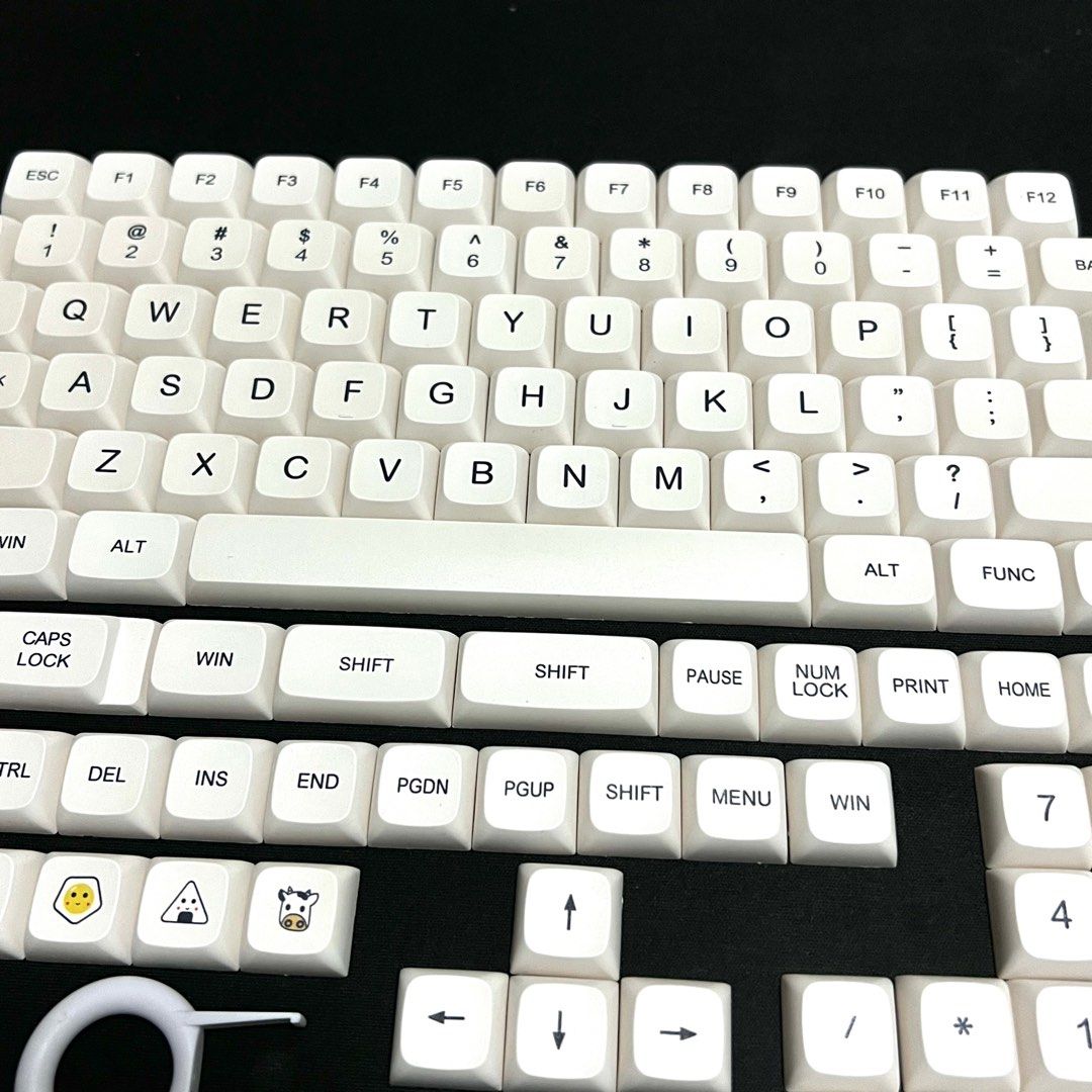 Full black on white BOW keycaps set for mechanical keyboard - 60%|65% ...