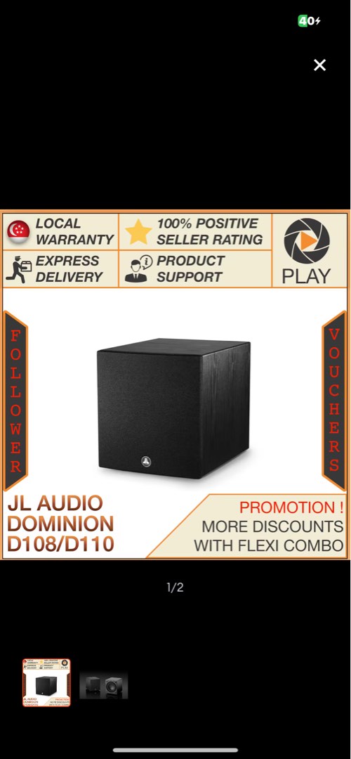 JL audio dominion D110 750watt Subwoofer (black ash), Audio, Soundbars, Speakers & Amplifiers on ...