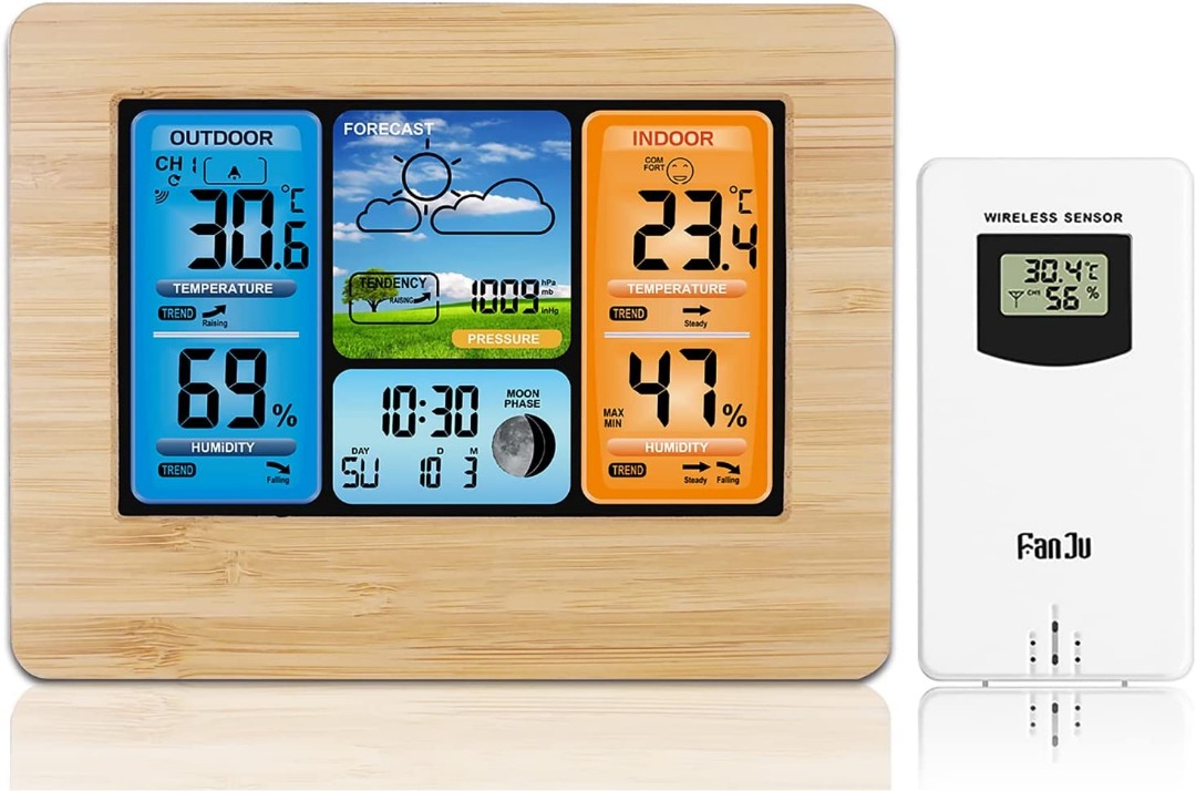 Konesky Wireless Weather Station, Temperature Thermometer Barometer ...