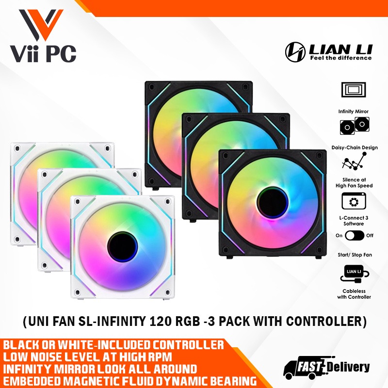 Lian Li UniFan SL120 Infinity SL-INFINITY 120mm ARGB Black / White 3 ...