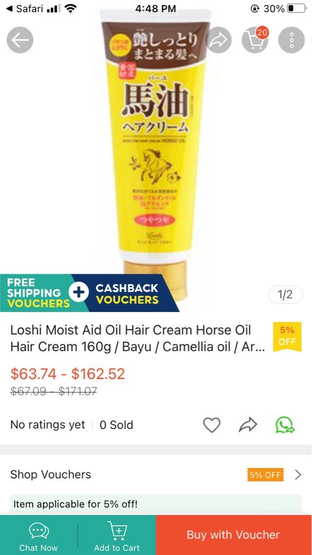 Loshi Horse Oil Hair Cream (270g), Beauty & Personal Care, Hair on ...