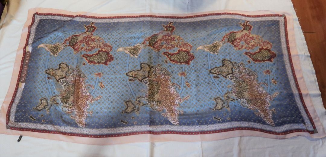 LV Monogram World Map Silk Scarf, Luxury, Accessories on Carousell