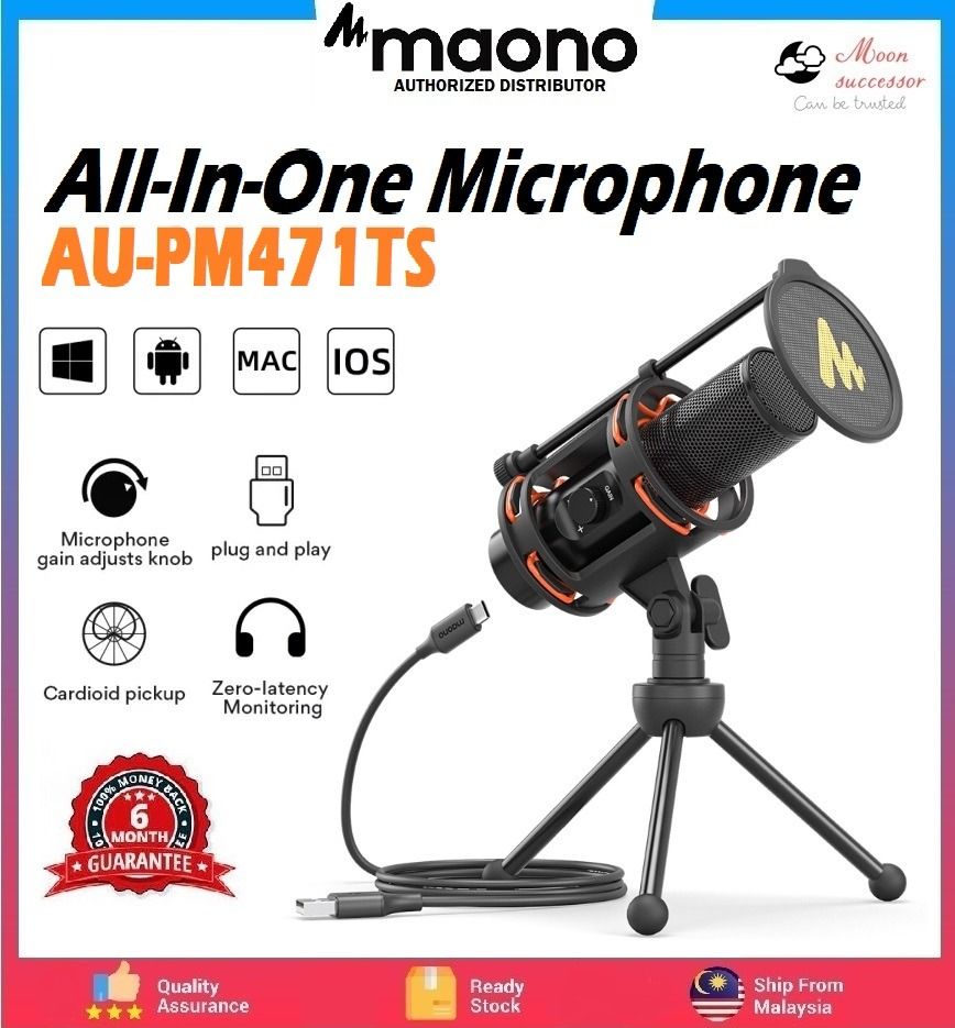 Maono AU-PM471TS AU-PM471 Studio Bundle USB PC Microphone Gaming Microphone Computer Mic with ...