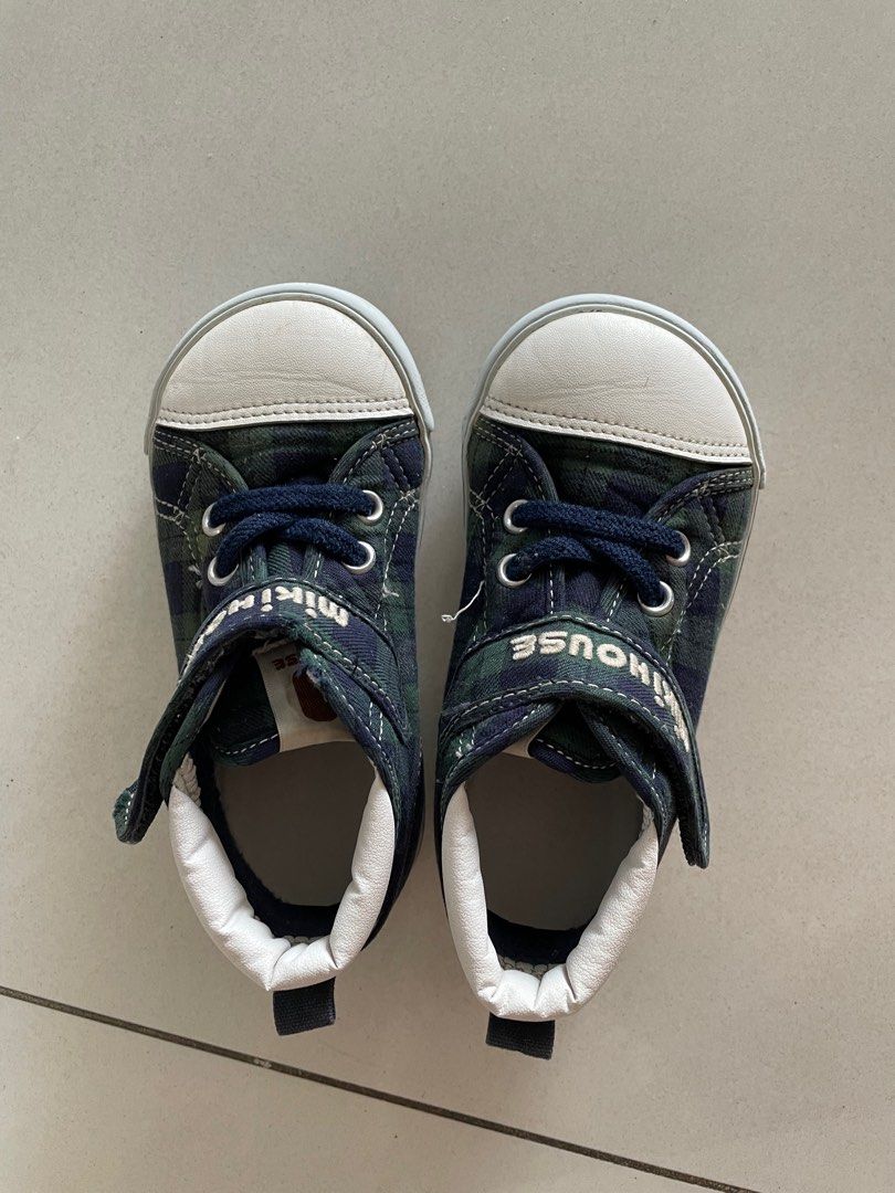 Mikihouse green check shoes, Babies & Kids, Babies & Kids Fashion on ...