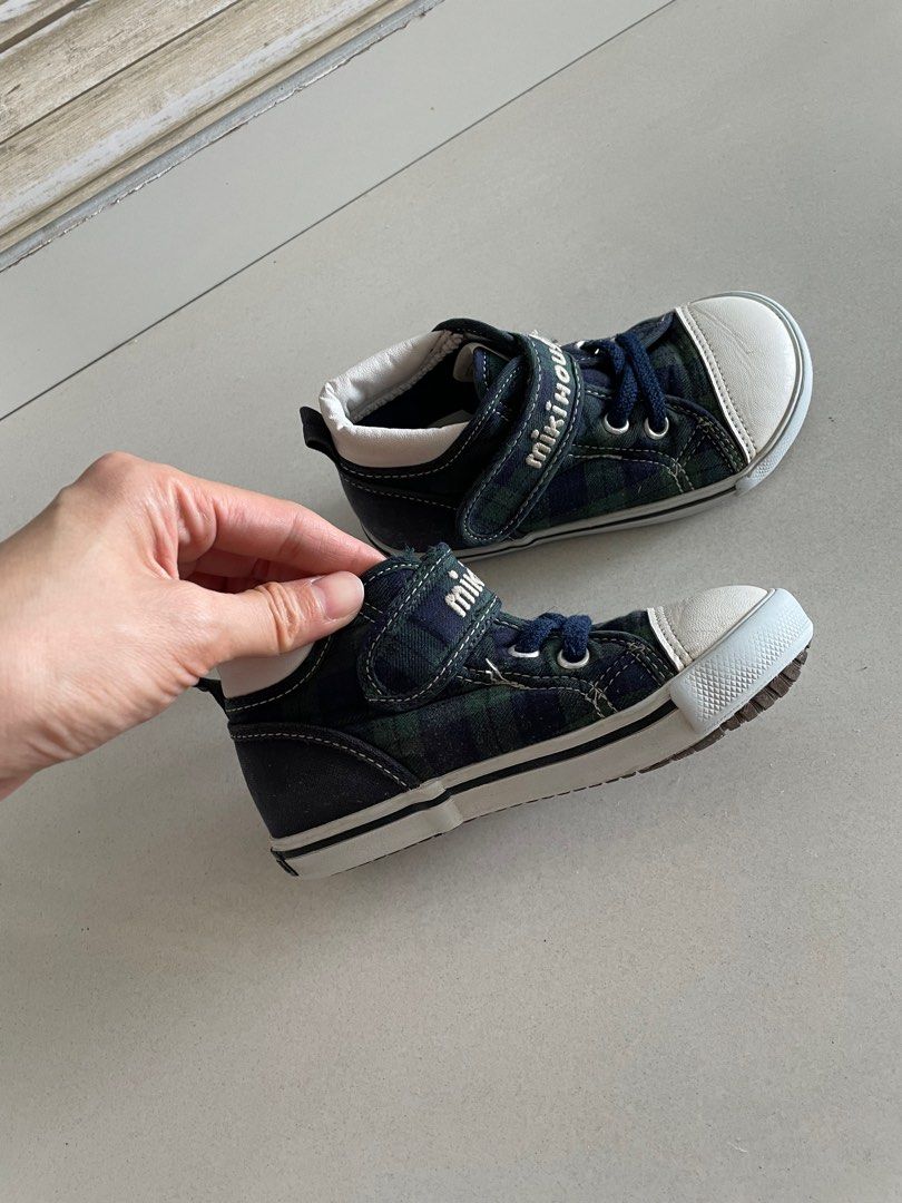 Mikihouse green check shoes, Babies & Kids, Babies & Kids Fashion on ...