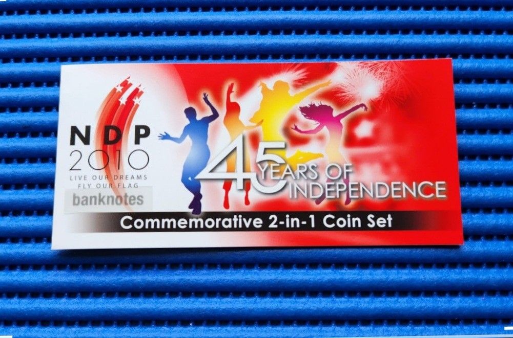 NDP 2010 Singapore 45 Years of Independence $5 & $2 Commemorative 2-in ...