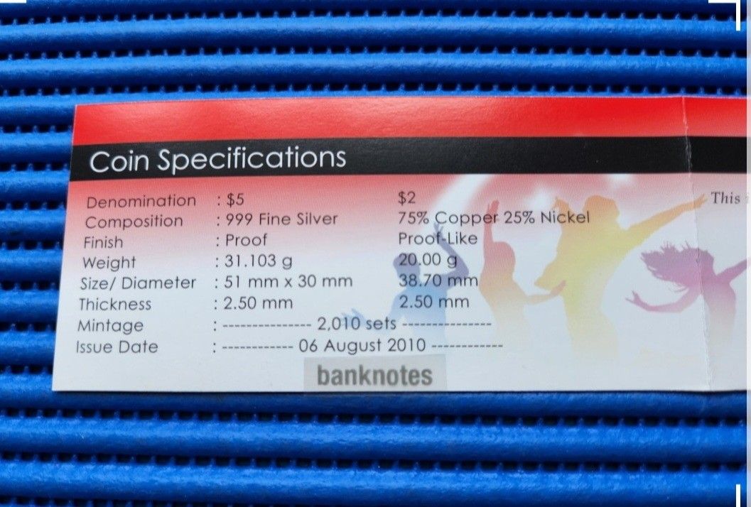 NDP 2010 Singapore 45 Years of Independence $5 & $2 Commemorative 2-in ...