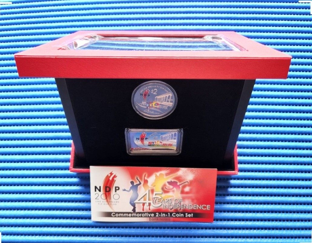 NDP 2010 Singapore 45 Years of Independence $5 & $2 Commemorative 2-in ...