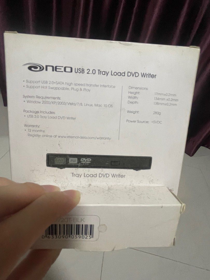 NEO USB 2.0 Tray Load DVD Writer, Computers & Tech, Parts & Accessories ...