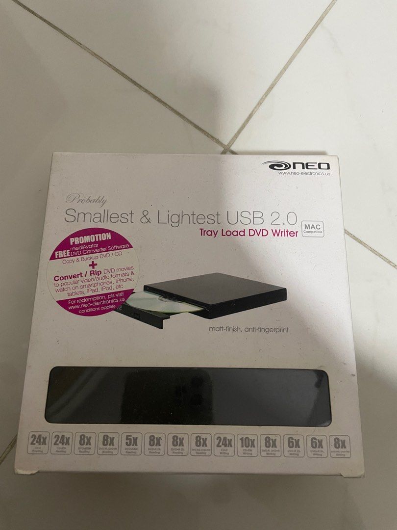 NEO USB 2.0 Tray Load DVD Writer, Computers & Tech, Parts & Accessories ...