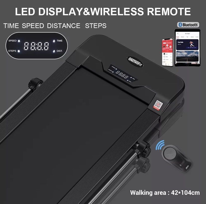 OneTwoFit Foldable 2.5HP Treadmill 12km/h WalkingPad Professional Incline Home Gym OT0348 ...