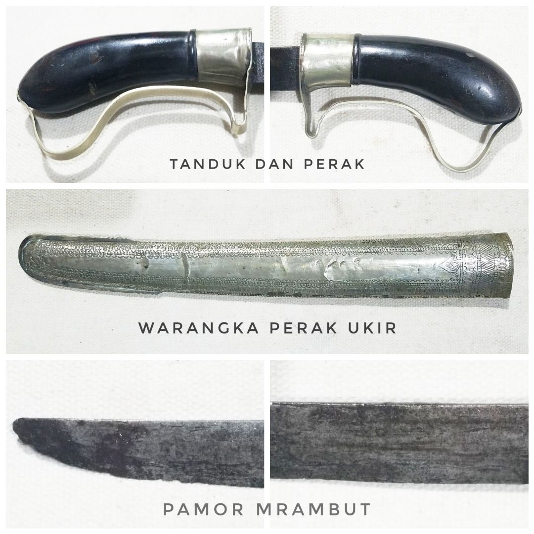Patrem Pedang Sabet Kacirebonan Sandangan Perak Hulu Tanduk, Antik ...