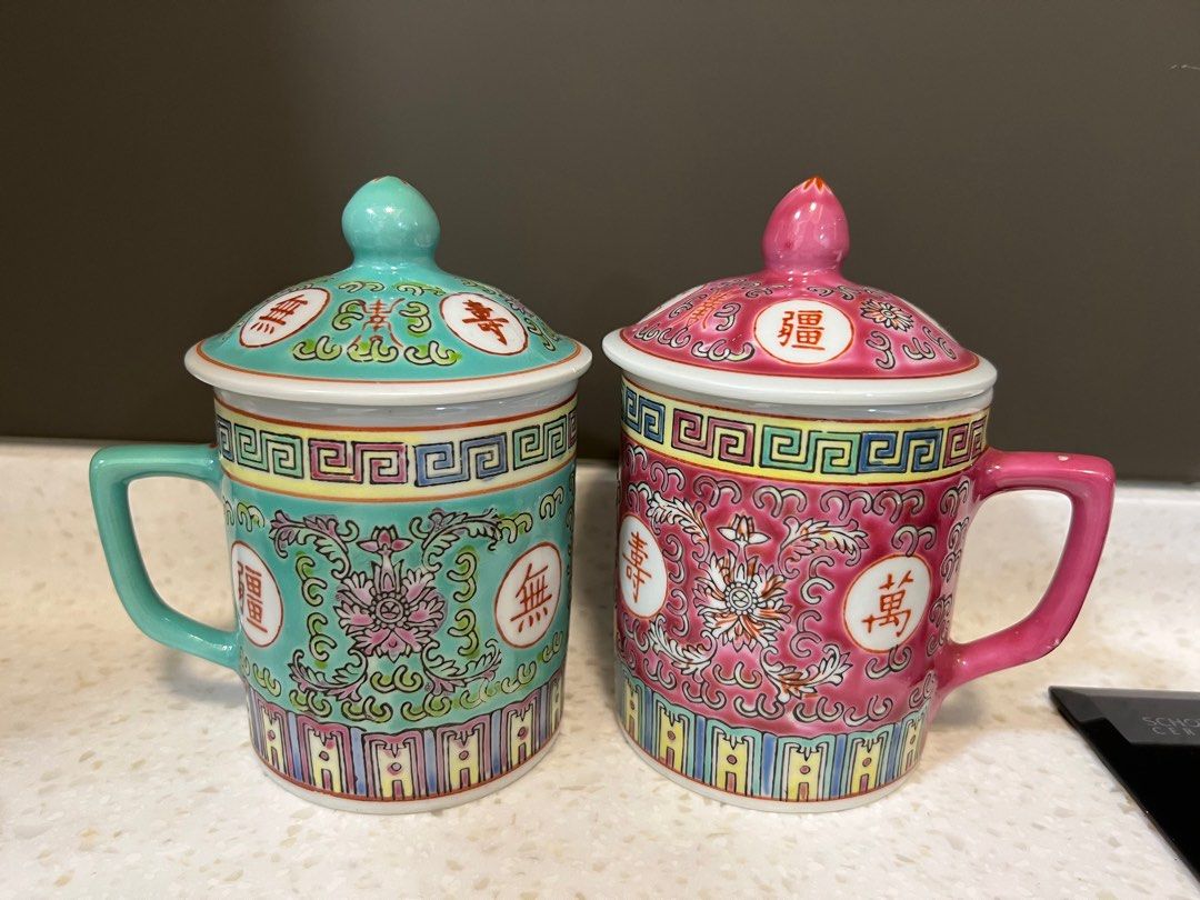 Peranakan style cups, Furniture & Home Living, Kitchenware & Tableware ...