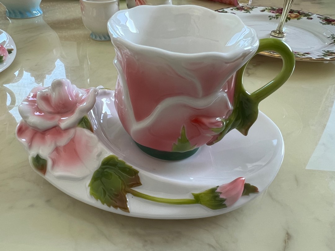 Pink flower tea cup, Furniture & Home Living, Kitchenware & Tableware ...