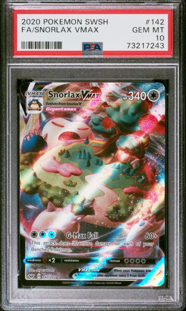 Pokemon GRADED Card - PSA 10: SNORLAX VMAX #142 - FULL ART (POKEMON SWSH) YEAR 2020, Hobbies ...