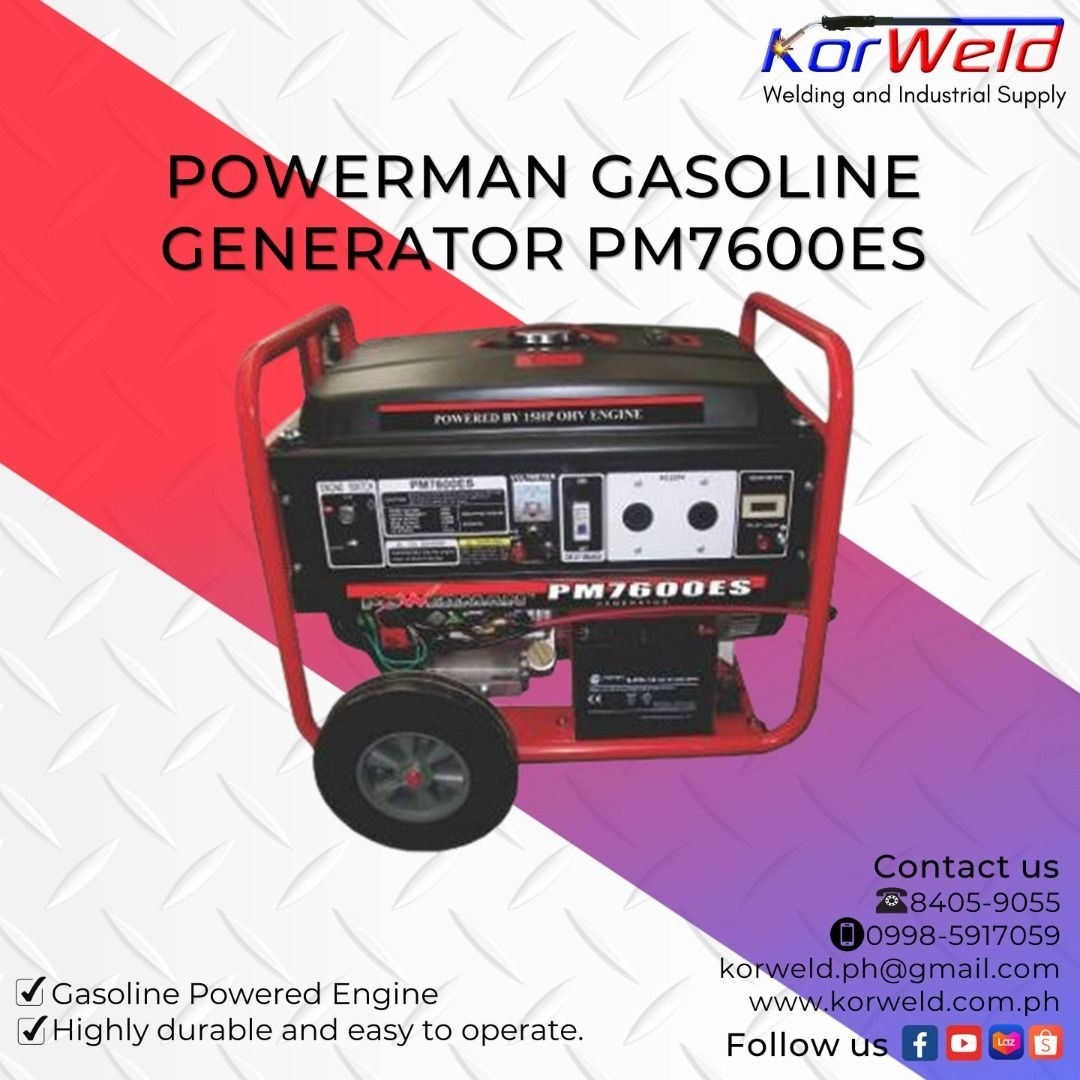 Powerman Gasoline Generator PM7600ES, Commercial & Industrial ...