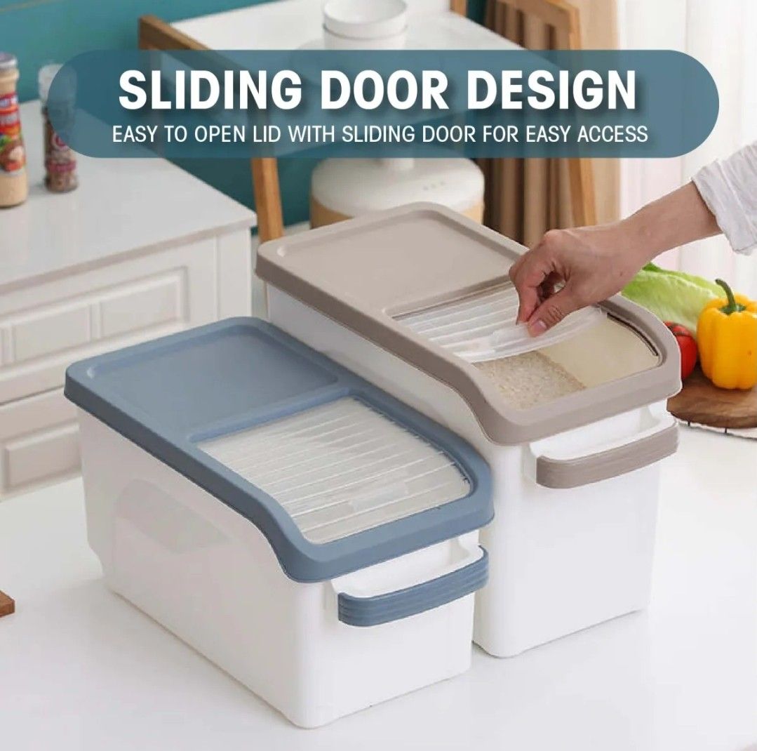PUSH-PULL RICE BUCKET, Furniture & Home Living, Kitchenware & Tableware ...