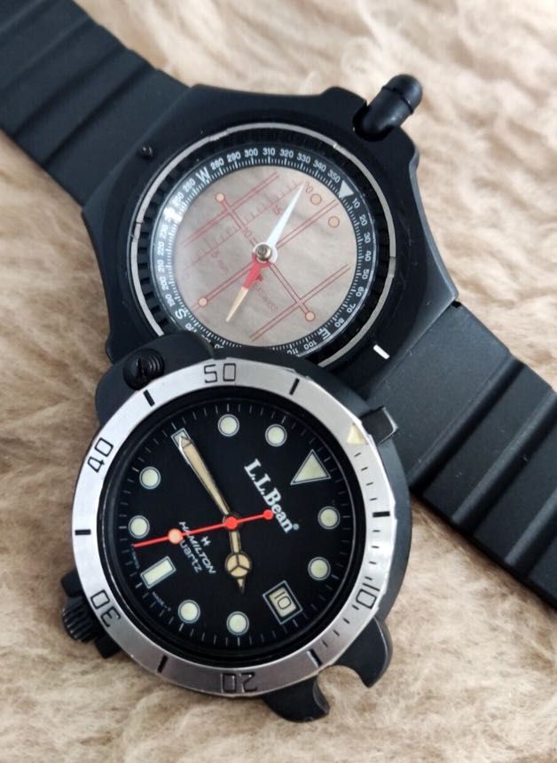 Rare HAMILTON L. L. BEAN Sea Hawk Ref 3581 "COMPASS" Black PVD 47.5mm ...